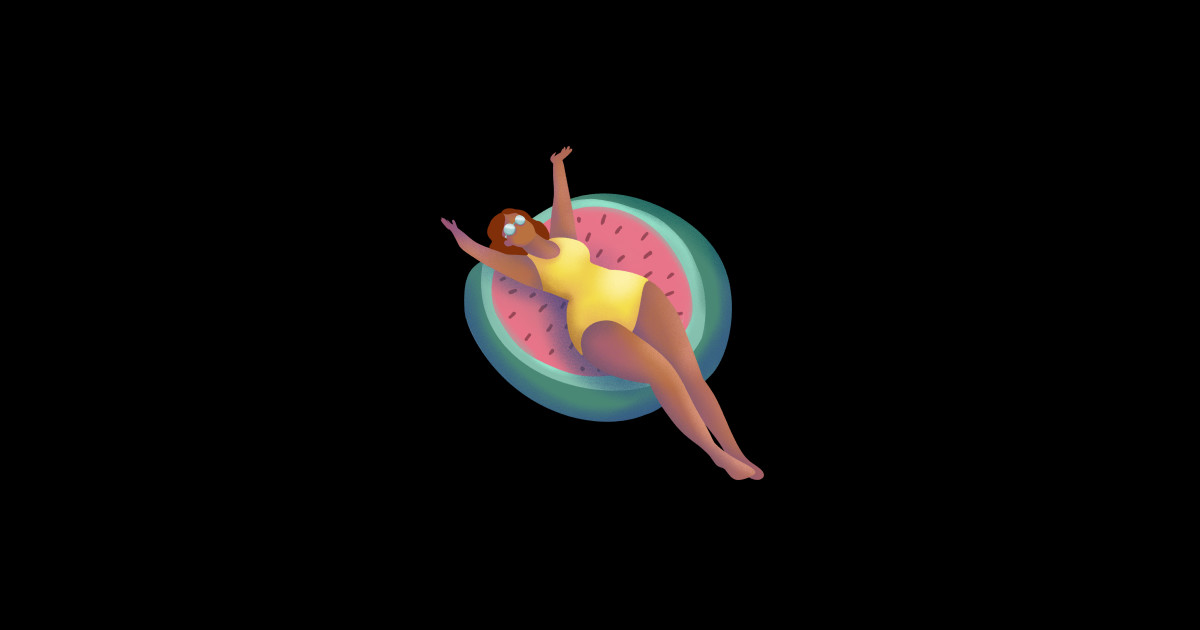 Girl In Swimming Pool Illustration, Watermelon Floaty - Pool Part ...