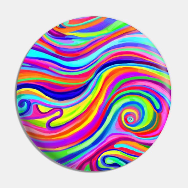 Trippy Swirly Rainbow Abstract - Psychedelic Pattern - Pin | TeePublic