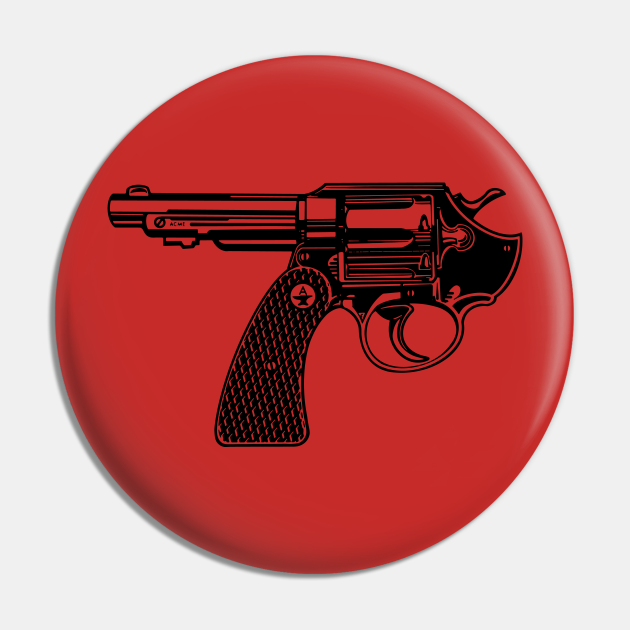 Retro Backwards Revolver - Guns - Pin | TeePublic