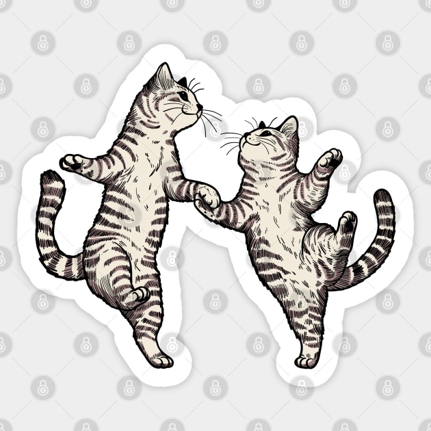 The Dancing Tabby Cats - Cat - Sticker | TeePublic