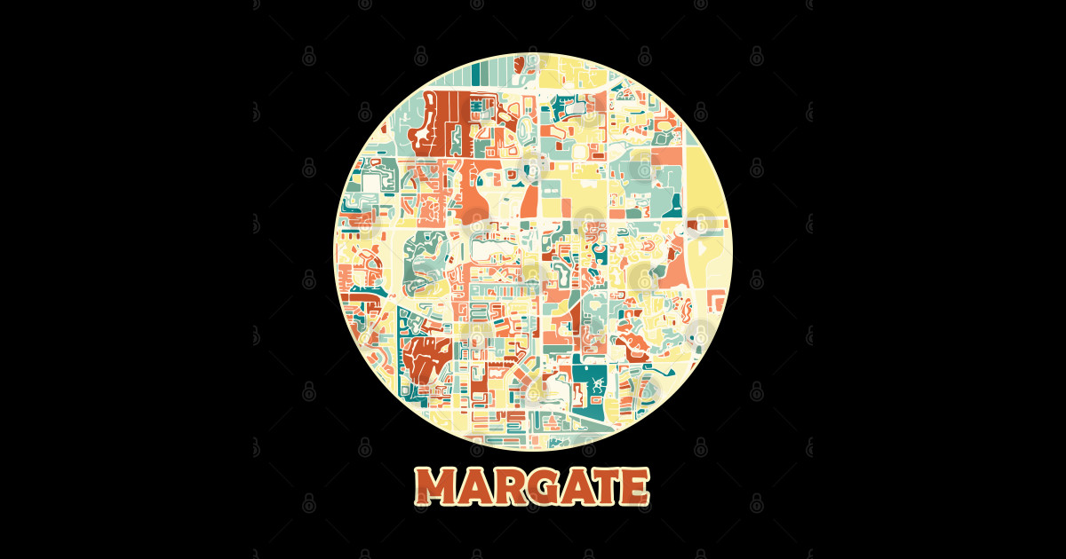 Margate Florida map in mozaique colors - Margate - T-Shirt | TeePublic