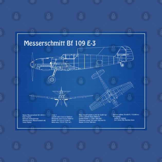 Messerschmitt Bf 109 E-3 - Airplane Blueprint - AD - Messerschmitt Bf ...