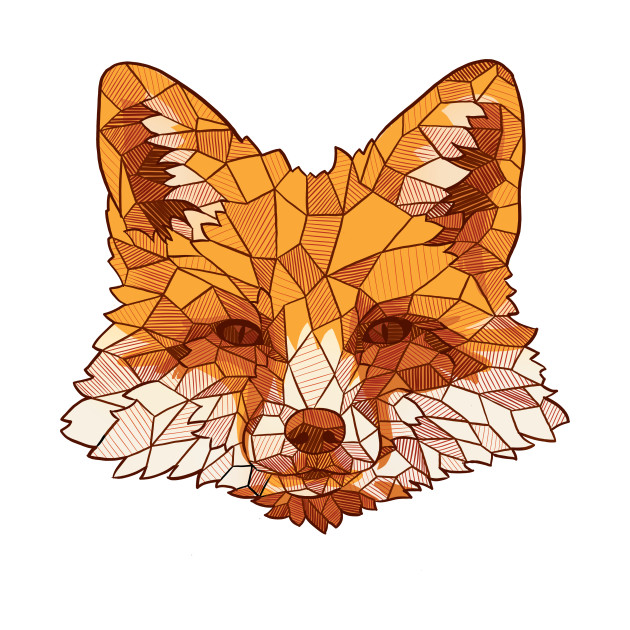 Fox Colorful Geometric Sketch Art - Fox - T-Shirt | TeePublic