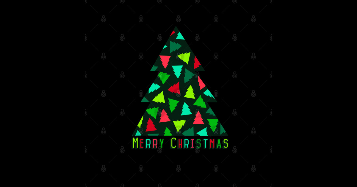 Christmas Tree Pattern in Green and Red - Green - Sticker | TeePublic