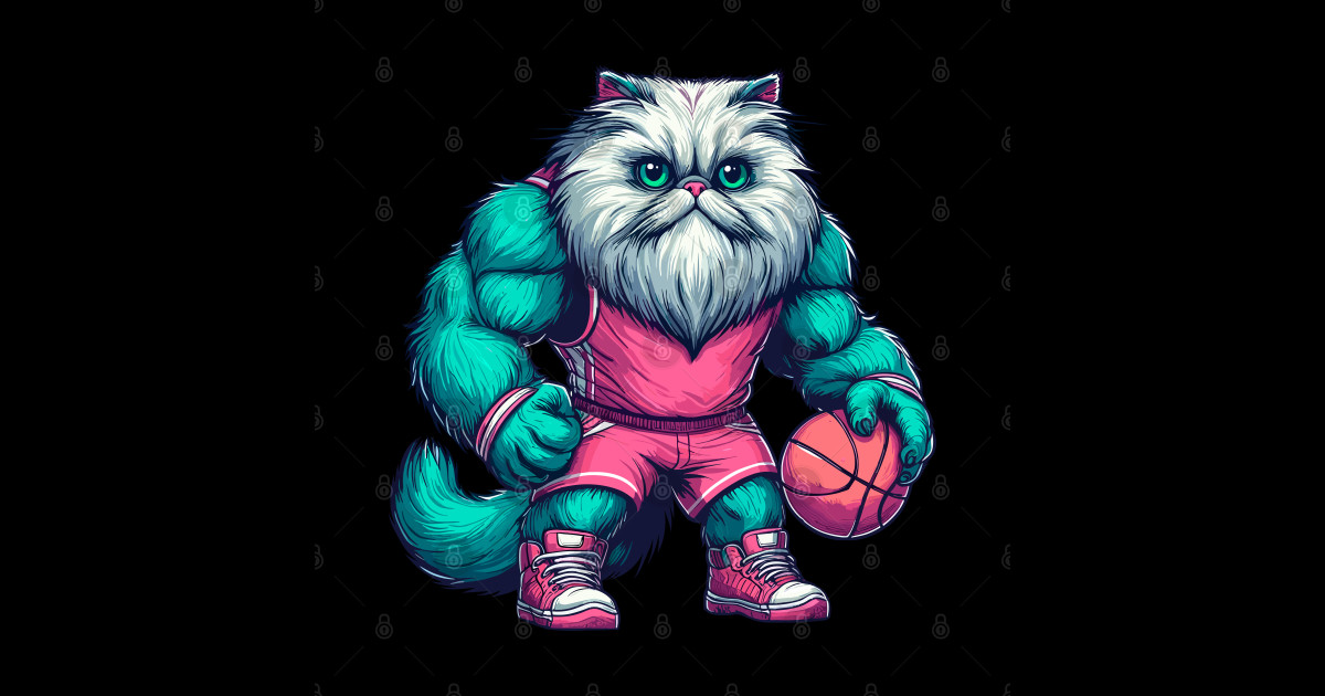 Cat Basketball Player - Cat - Sticker | TeePublic