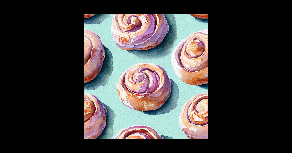 Watercolor cinnamon bun pattern - Cinnamon - Sticker | TeePublic