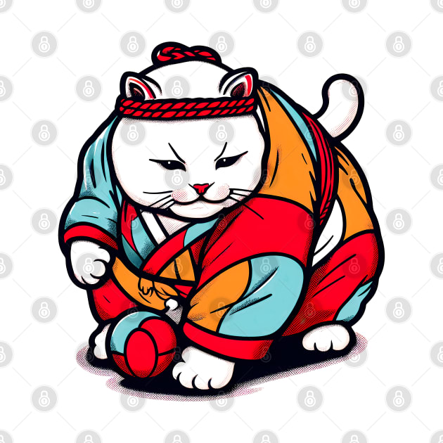 Classic Sumo Kitty: Retro Cat as a Sumo Wrestler Shirt - Vintage Sumo ...
