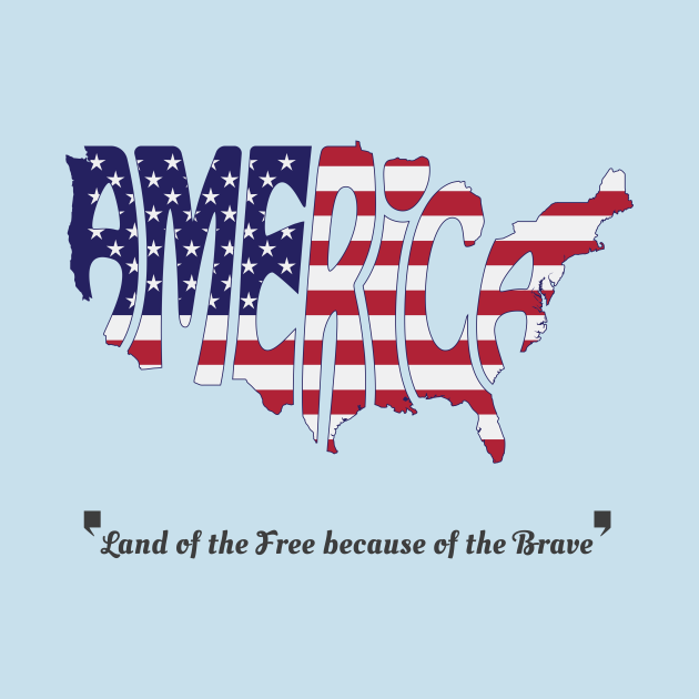 America Word Art Map Shape and Quote - American Flag - T-Shirt | TeePublic