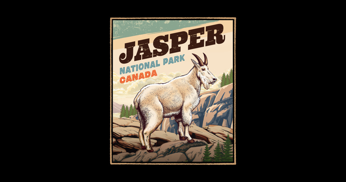 Jasper National Park Vintage Look Goat - Jasper National Park - Sticker ...
