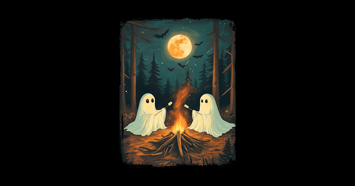 Vintage Ghost Camping Campfire Gothic Halloween Men Women - Halloween ...