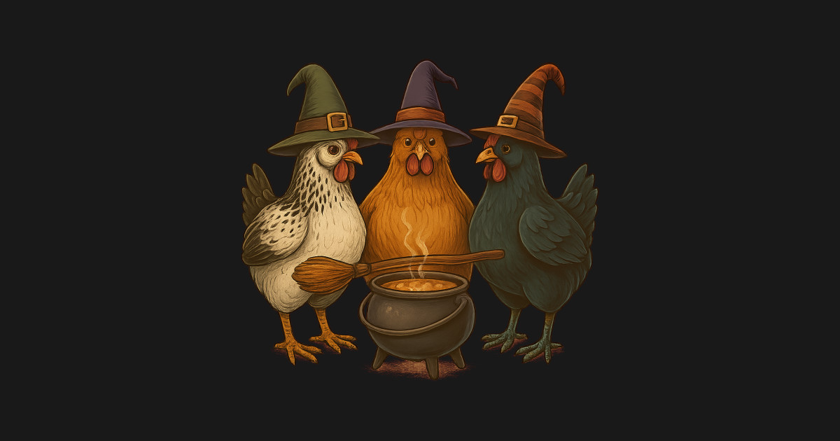 Funny Witch Chickens – Spooky Halloween Chicken Costume Tee - Chicken ...