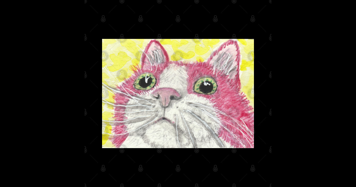 Pink cat face painting art - Cat Face Art - Sticker | TeePublic