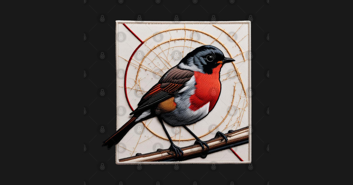 Red-breasted Robin Embroidered Patch - Robin Embroidered Patch - T ...