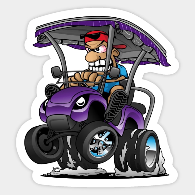 Funny Golf Cart Hotrod Golf Car Popping a Wheelie Cartoon - Golf Cart ...