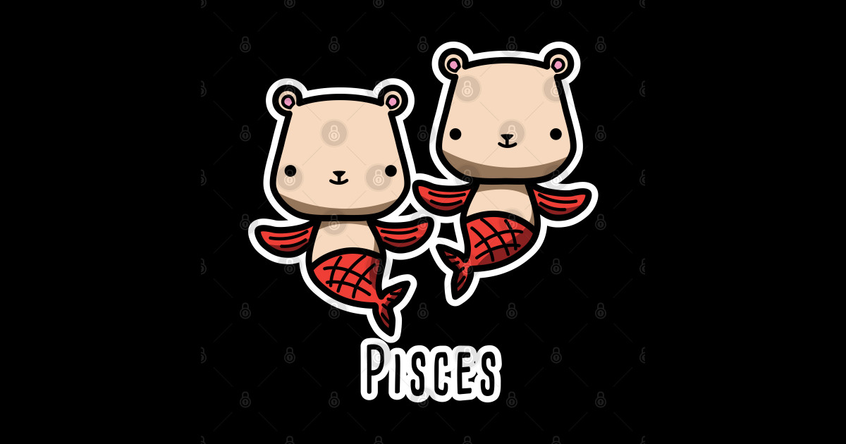 Pisces zodiac teddy bear - Pisces Zodiac Sign - Sticker | TeePublic