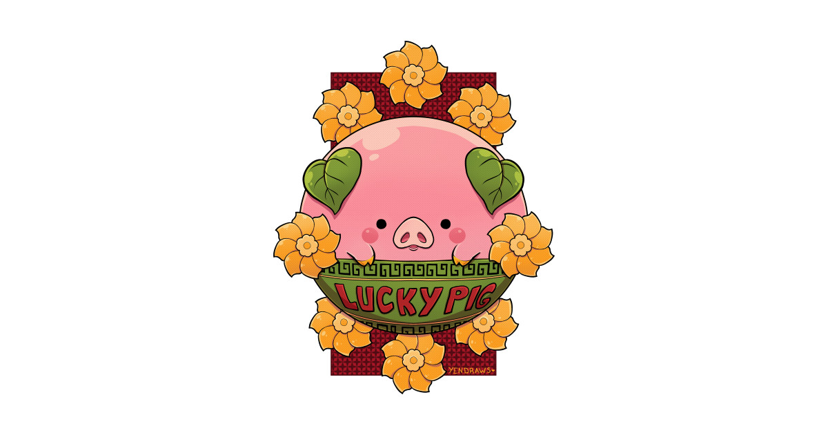 Lucky Pig - Pig - T-Shirt | TeePublic