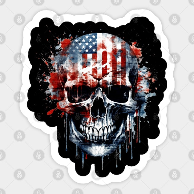 American Flag Skull - American Flag Skull - Sticker | TeePublic