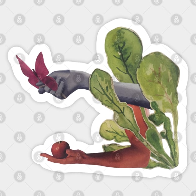 Adam and Eve - Handmade Collage - Sticker | TeePublic