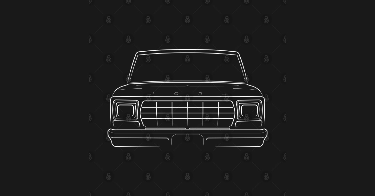1979 Ford F-100 Pickup - front stencil, white - F100 - T-Shirt | TeePublic