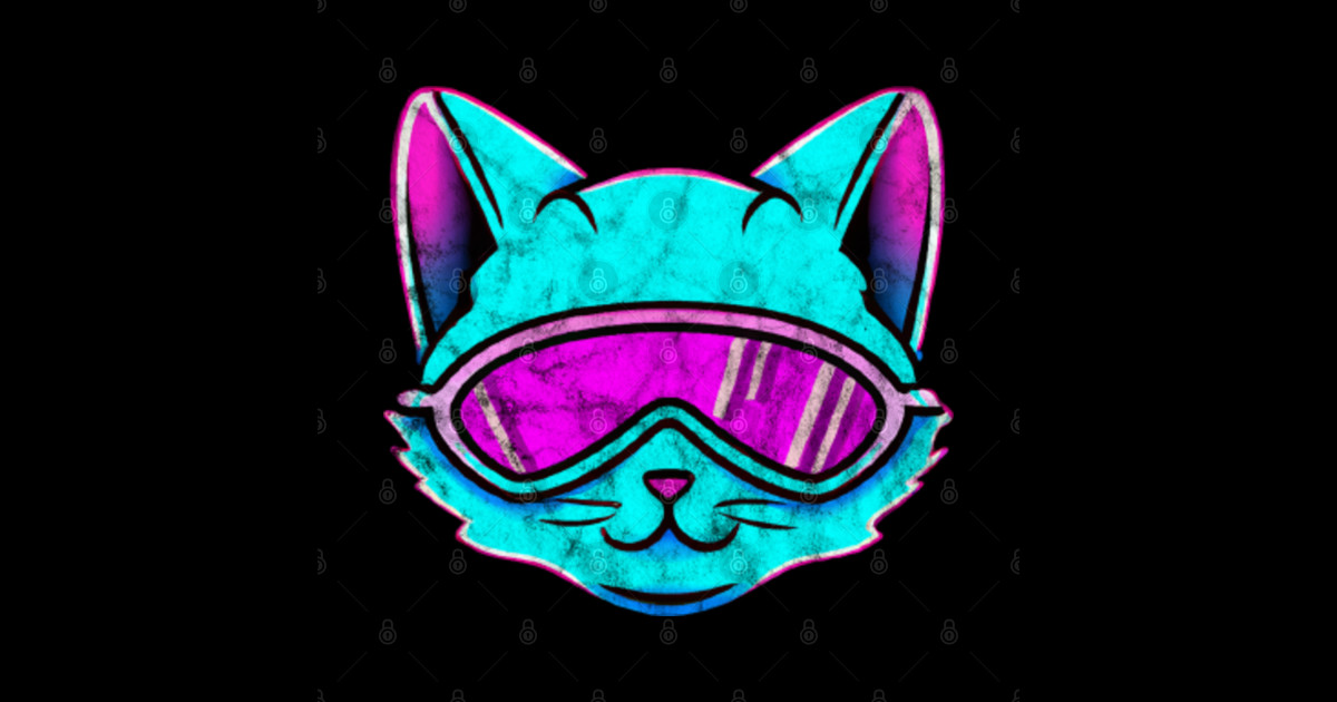 Synthwave Cat Retrowave - Synthwave Cat - Sticker | TeePublic