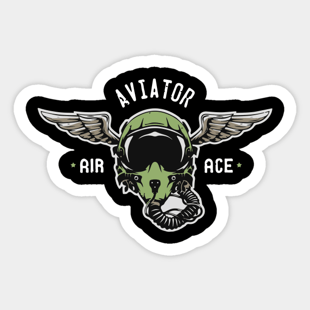 Aviator Air Ace Airplane Pilot Winged Helmet - Aviator - Sticker ...