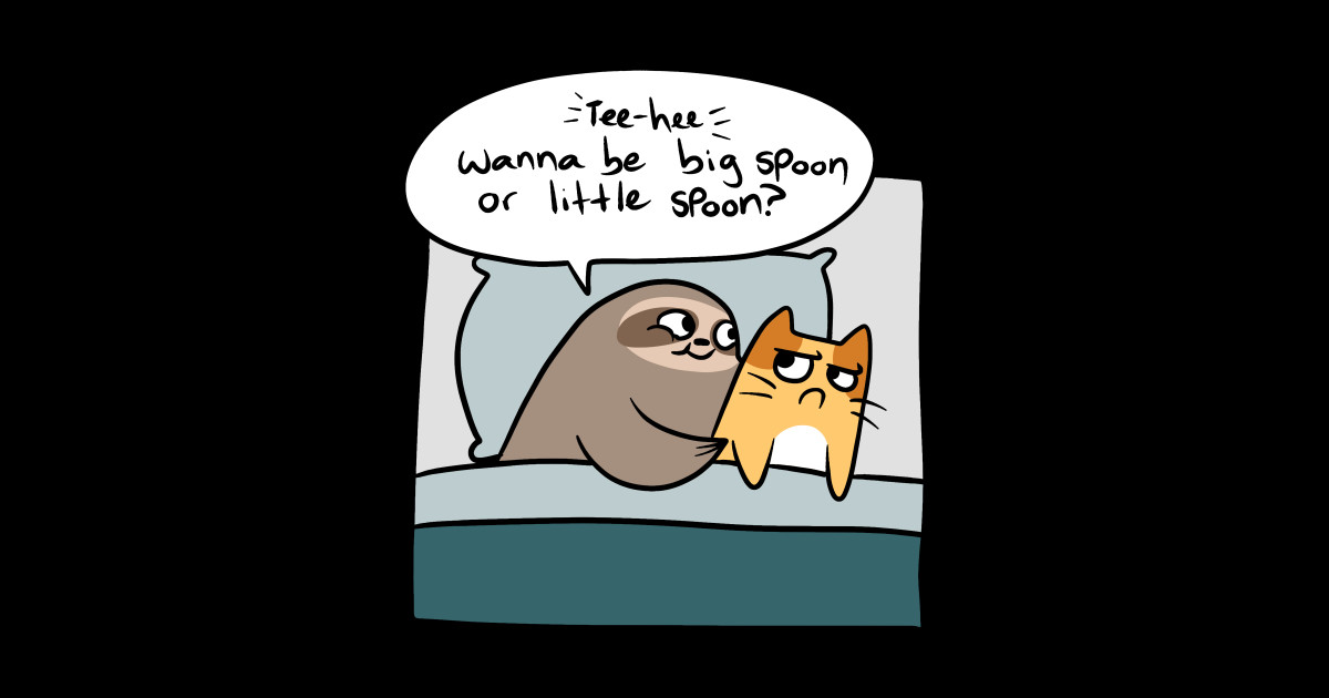 Sloth and Cat Spooning Comic - Cats And Sloths - Sticker | TeePublic