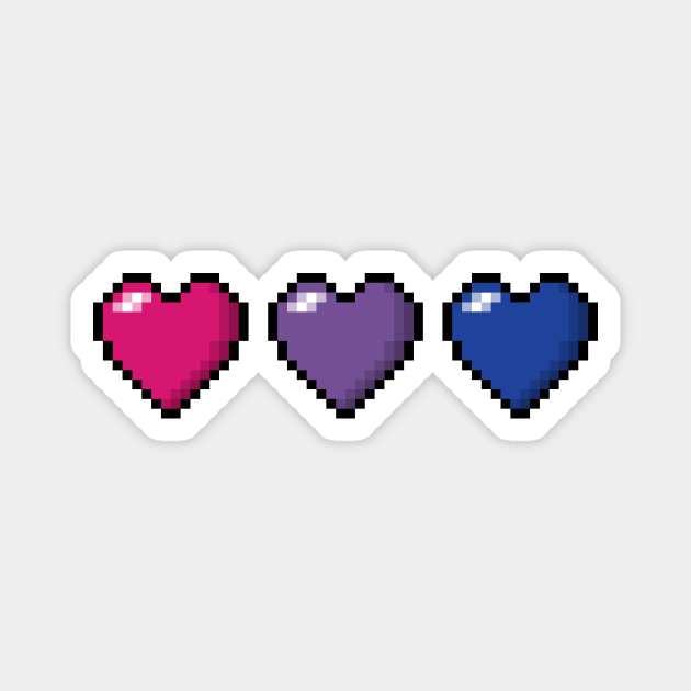 Row of Three Bisexual Pride Flag Pixel Hearts - Bisexual Pride - Magnet ...
