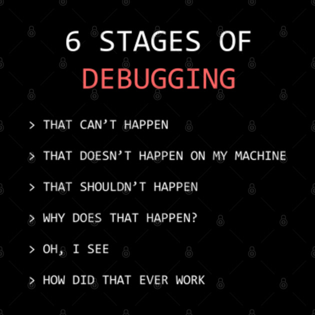 6 Stages Of Debugging Bug Coding Computer Programmer Design Debug Phone Case Teepublic