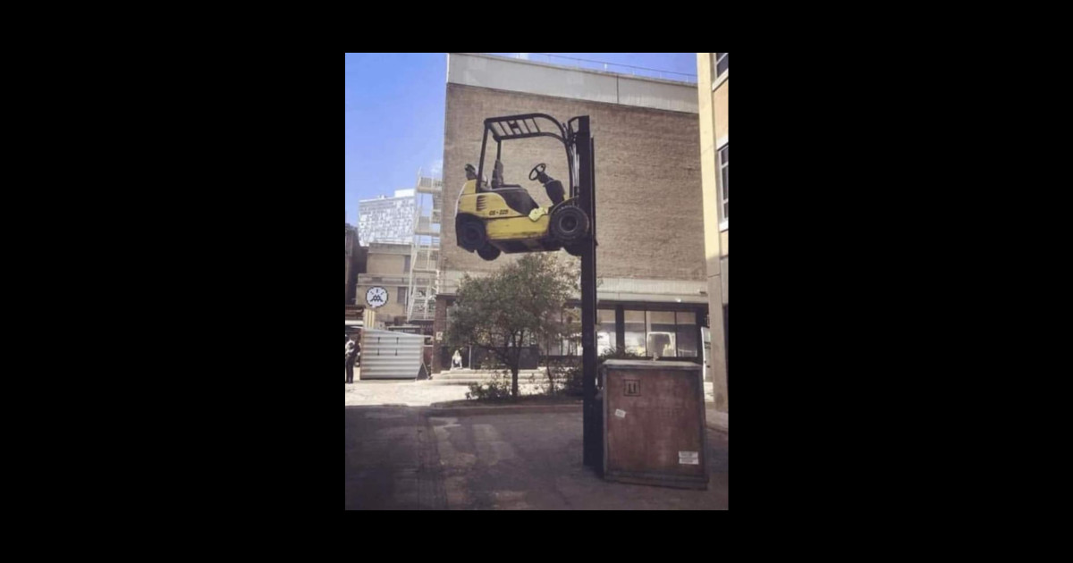 Levitating Forklift – Defying Gravity Meme - Meme - Sticker | TeePublic