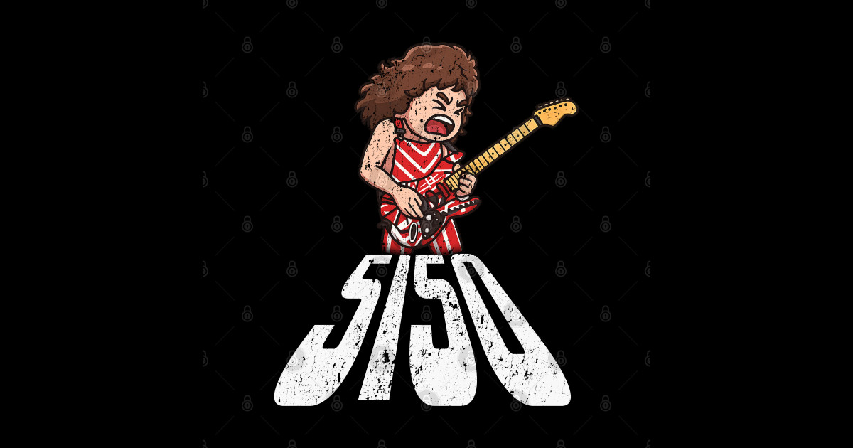 5150 guitar-eddie chibi style - Van Halen - Sticker | TeePublic
