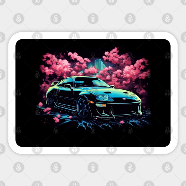 Toyota Supra Cherry Blossom - Supra - Sticker | TeePublic