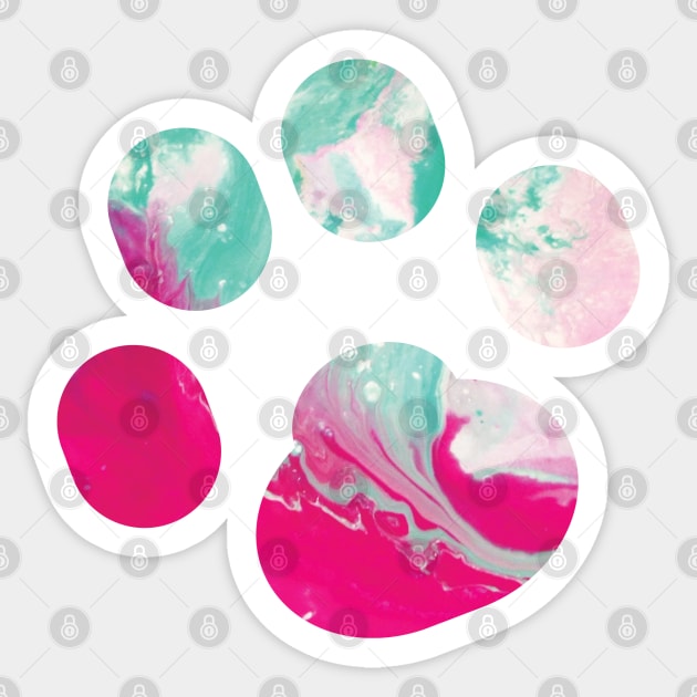 Marble paw print - Cat - Sticker | TeePublic