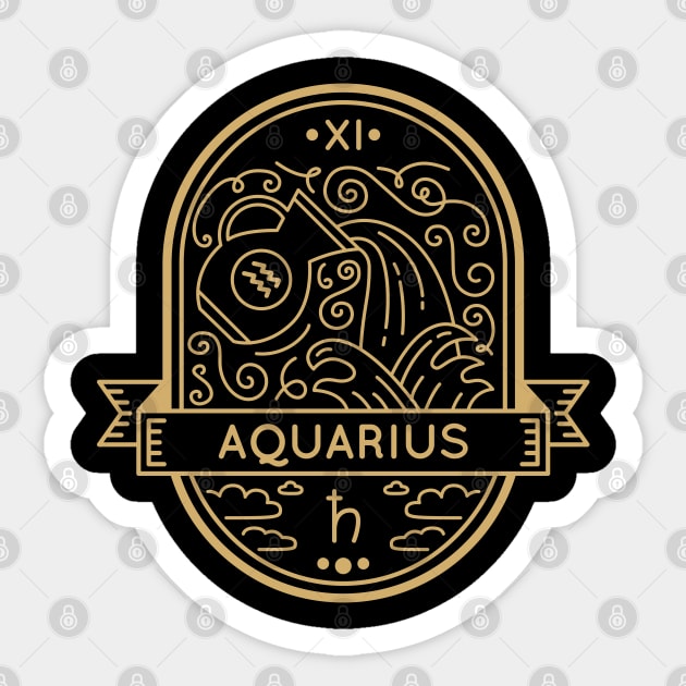 Aquarius Gold Sigil Zodiac - Aquarius - Sticker | TeePublic