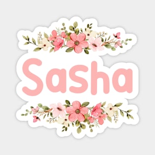 Flower Border Sasha Name Label Magnets for Sale | TeePublic