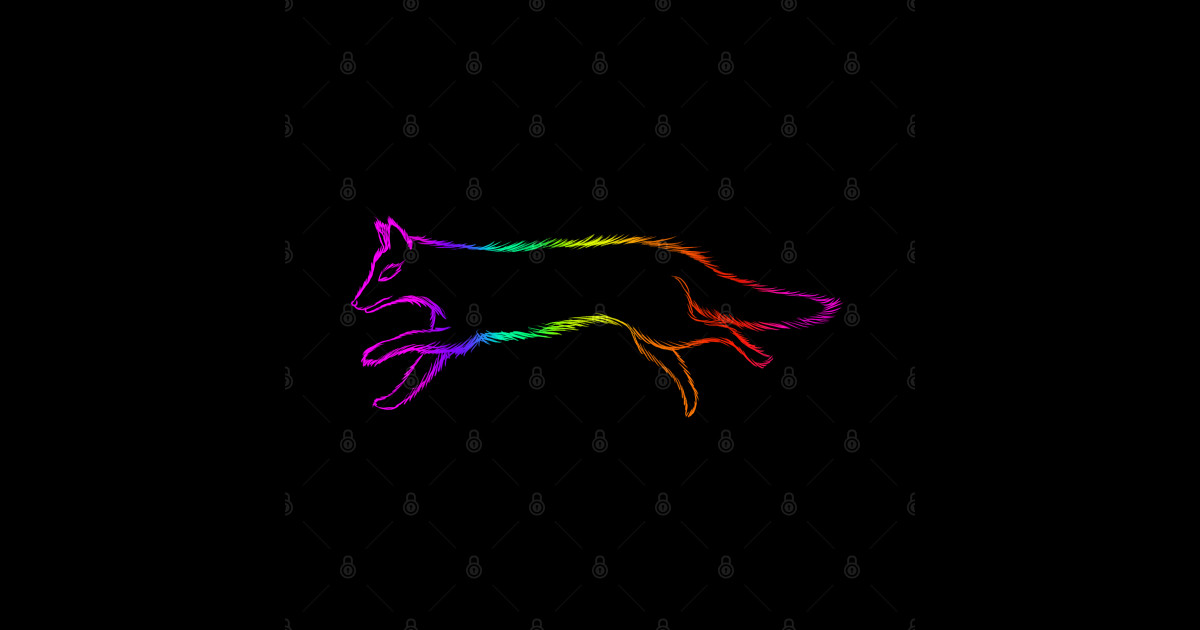Rainbow Running Fox Logo - Fox - Sticker | TeePublic