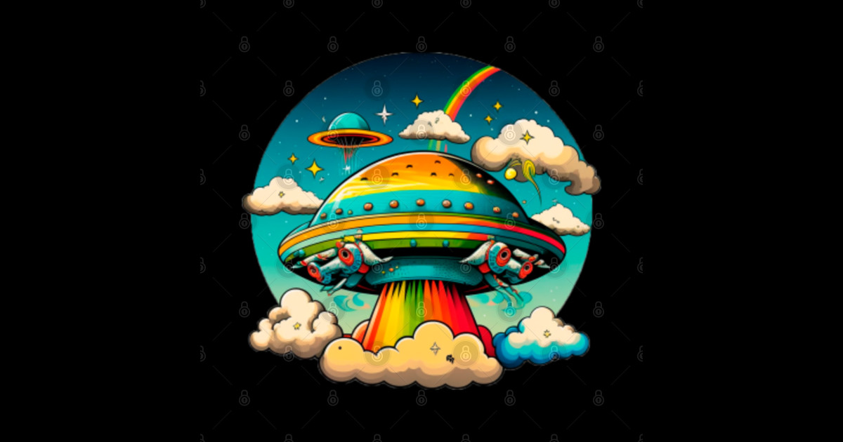 Funny UFOs 08 - Colorful Design - Space - Sticker | TeePublic