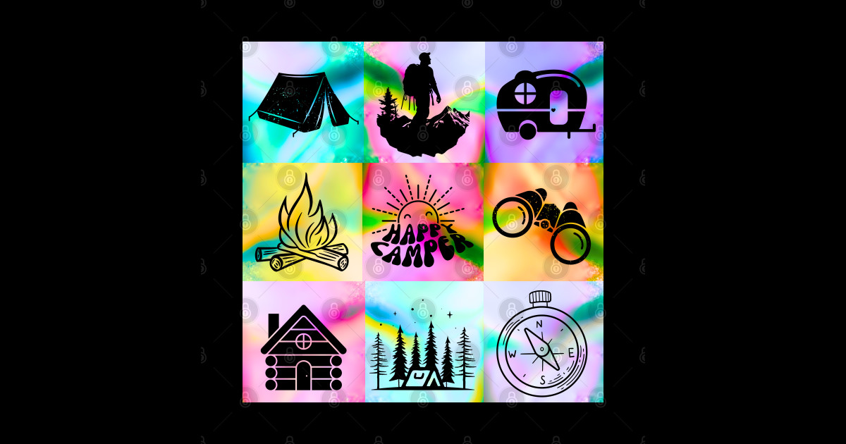 Happy Camping Pop-Art - Camp Vibes - Sticker | TeePublic