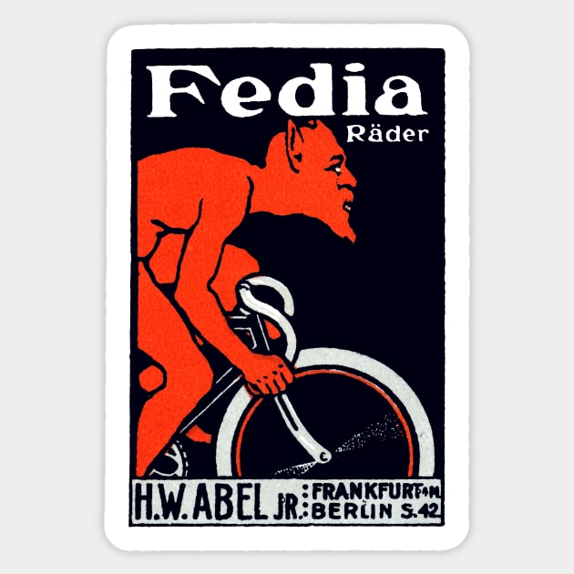 1920 Devil riding his Bicycle - Bike - Sticker | TeePublic