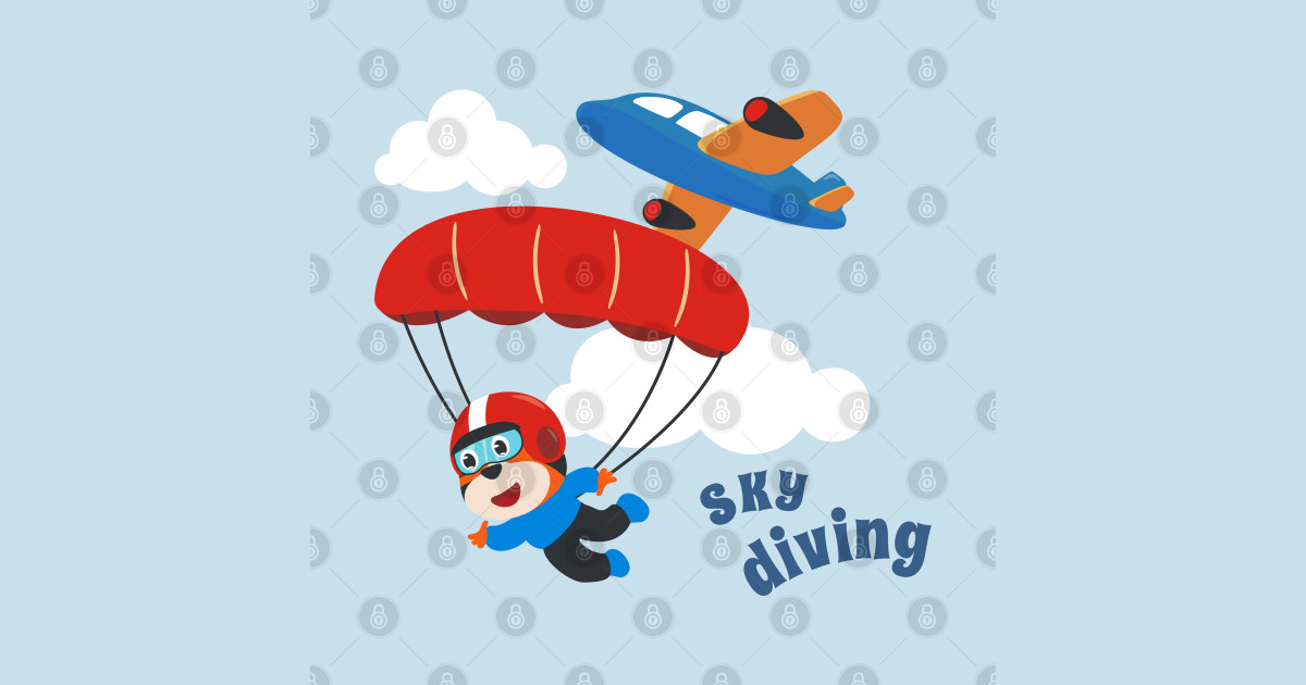 Vector illustration of a cute skydiver. - Skydiving Theme Party - T ...