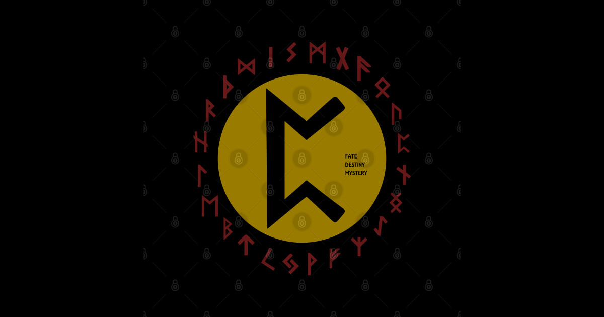Yellow Perdhro Elder Futhark Rune Symbol - Viking Runes - Posters and ...