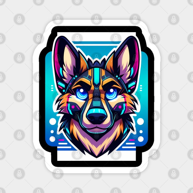 Cyberpunk Neon Furry Anthro German Shepherd - Furry - Magnet | TeePublic