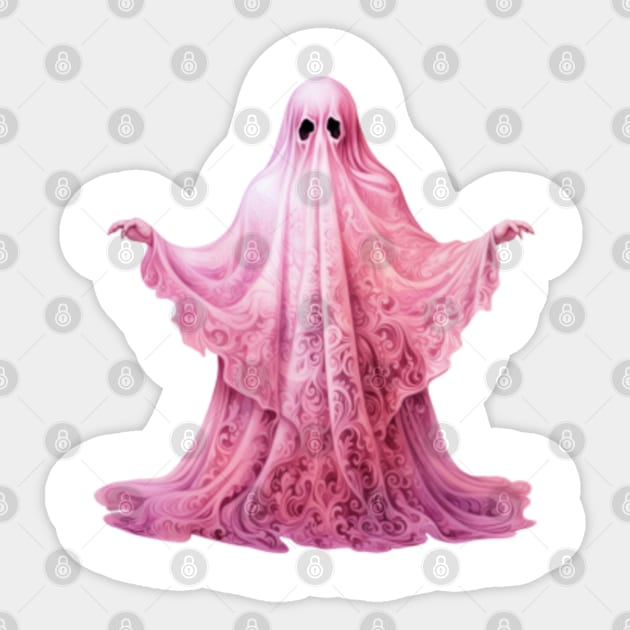 Pink Halloween Ghost - Ghost - Sticker | TeePublic