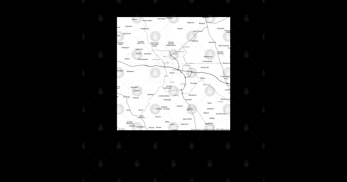 Telford Coordinates Map Print | Minimalist Black and White Art ...