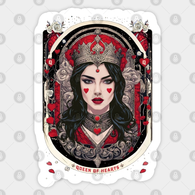 The Queen Of Hearts Face Card - Playing Card - Sticker | TeePublic