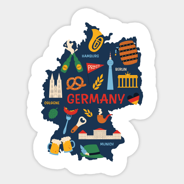 Map of Germany - Map Of Germany - Sticker | TeePublic
