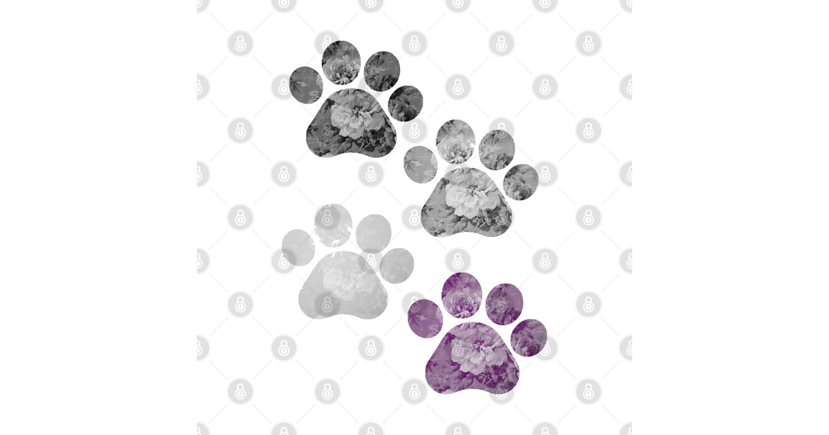 Subtle Floral Paw Print flag - Asexual - T-Shirt | TeePublic