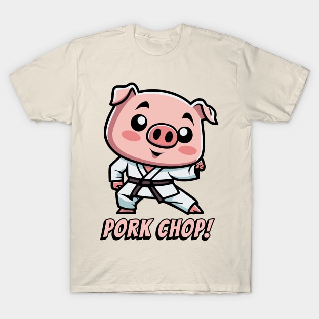 Pork Chop! Funny Karate Pig Cartoon - Pork Chop - T-Shirt | TeePublic