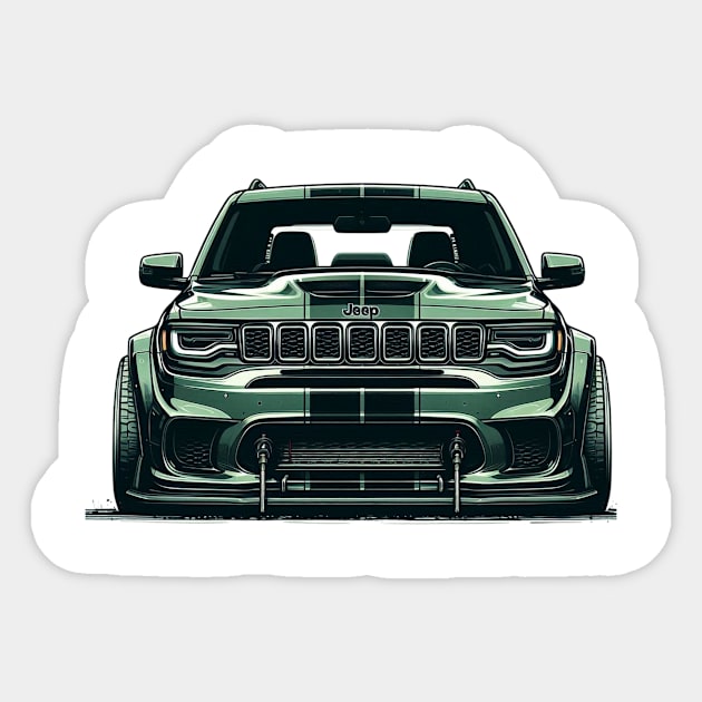 White Dodge Challenger Hellcat - Cherokee Trackhawk - Sticker | TeePublic