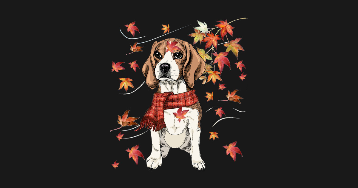 Maple Dog Leaf Fall Hello Autumn Funny Beagle Lover - Autumn Funny ...