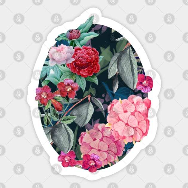 Floral on Dark Background - Graphic Design - Sticker | TeePublic